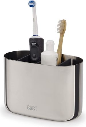 Joseph Joseph EasyStore - Luxus Edelstahl Zahnbürstenhalter Caddy Badezimmer Lagerung, groß- Stahl