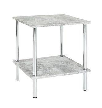 Haku Möbel table dappoint optique béton, chromé, MDF, métal - Dim.: L 39 cm x H 45 cm x P 39 cm, Style: Modern