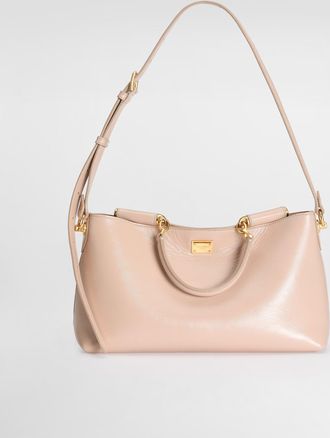 Dolce & Gabbana Vittoria Calfskin Handbag - Frau Handtaschen Beige Onesize