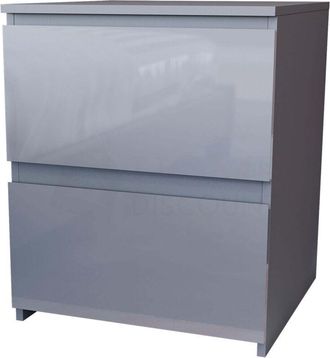 Home Discount Home Discount - Glinton Nachttisch mit 1 Schublade, Hochglanz, Nachtschrank, Schlafzimmermöbel, 100 % fsc, Grau