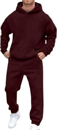 Generic YOSUWOAI Surv&ecirc;tement pour homme - Couleur unie - Surv&ecirc;tement de sport classique - 2 pi&egrave;ces - Surv&ecirc;tement baggy - Avec sweat &agrave; capuche et pantalon de s