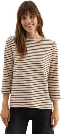 Cecil Damen 3227486 Gestreiftes Shirt, Oat Milk beige, X-Large