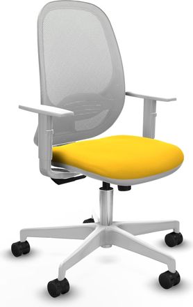 Piqueras y Crespo B&uuml;roarbeitsstuhl mit wei&szlig;en Armlehnen, h&ouml;henverstellbare Lendenwirbelst&uuml;tze, ausgestattet mit 3 Positionen und Schneideschaum, Wei&szlig;/Gelb