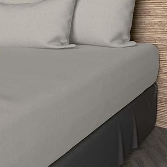 Soleil d'Ocre Drap Housse, Coton 57 Fils, Lin, 200x200 cm