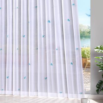 Heimtexland Gardinen Store Voile Smokband Vorhang transparent Bleiband Fertiggardine Typ872 Türkis HxB 175x250 cm