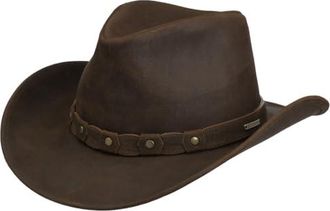 Stetson Chapeau en Cuir Calf Split Western Homme - Feutre de Laine Cowboy avec Doublure, Bandeau Hiver Automne-Hiver - XXL (62-63 cm) Marron