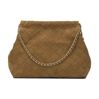 Tory Burch Femme, Sacs, Brun, Taille: ONE Size Kira Diamond Quilt Suede Shoulder Bag