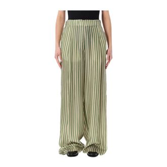 Dries Van Noten Gestreifte Hose mit weitem Bein - - Trousers - Damen - Gr&uuml;n - M