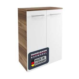 Fackelmann Verona H&auml;ngender Doppel Midischrank - Made in Germany - Nussbaum & Wei&szlig;-Hochglanz - 60,2 x 82,6 x 32 cm - Eleganter Stauraum mit Liebe zum Detail