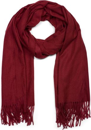 styleBREAKER Unisex Schal mit Fransen | weiches Viskose Tuch in Uni Farbe | langer Winterschal für Damen und Herren | Große Farbvielfalt, Farbe:Bordeaux-Rot