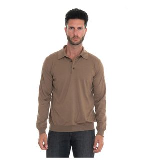 Kiton Langarm-Poloshirt mit Kn&ouml;pfen - - Tops - Herren - Braun - XL