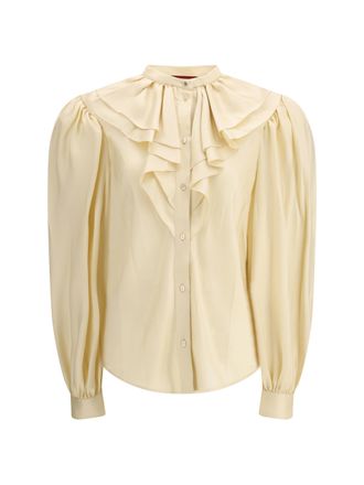 Gucci Womens Shirt Silk Twill Beige Matt