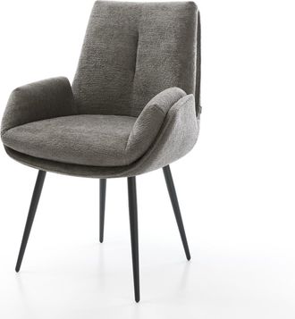 DELIFE Esszimmerstuhl Clea-Flex Boucl&eacute; Soft Schlamm 4-Fu&szlig; konisch Schwarz, Esszimmerst&uuml;hle