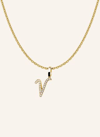 Cada Cada Kette Tiny Diamond Letter V gold