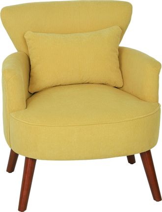 HOMCOM Sessel Loungesessel mit Armlehnen, Polstersessel mit Kissen Armlehnensessel mit Kordoptik, Holzbeine Lesesessel für Wohnzimmer, Schlafzimmer, Gelb