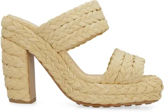 Bottega Veneta Womens Canalazzo Raffia Mules Cream Raffia; Leather; Rubber Sandal