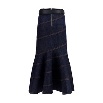 Self Portrait Womens Blue Denim Skirt