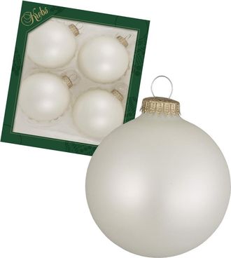 Krebs Glas Lauscha Christbaumschmuck/Christbaumkugeln - Box mit 4 Vanilleeis-Matten Kugeln aus Glas in Einer Größe von 8cm