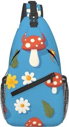 Generic Sacoche Bandouliere Fleur de champignon Sewant mignonne Polyester Sacs &agrave; Bandouli&egrave;re Mode Sac Poitrine pour Cyclisme Randonn&eacute;e Voyage
