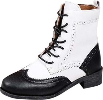 Generic Bottines &agrave; lacets confortables et d&eacute;contract&eacute;es pour femme - &Eacute;l&eacute;gantes et d&eacute;contract&eacute;es - Polyvalentes - Talon bas - Chaussures de marche classiques, 