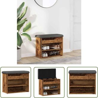vidaXL vidaXL Banc &agrave; chaussures vieux bois 62x32x50 cm bois ding&eacute;nierie