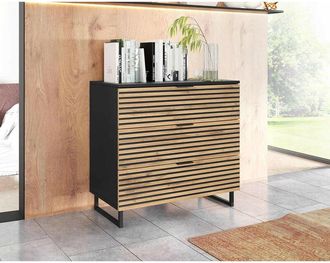 Best Mobilier Bestmobilier - Olympie - commode - effet bois et noir - 80 cm