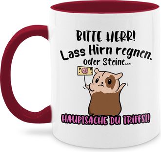 Shirtracer Tasse Tassen 325ml - Statement Spr&uuml;che - Bitte Herr lass Hirn regnen oder Steine I Geschenk B&uuml;ro Arbeit Kollegen Lustig - 325 ml - Bordeauxrot - meers
