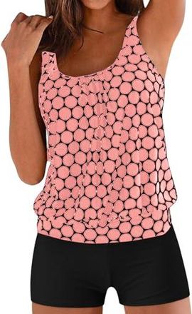 Generic Maillot De Bain Natation Femme- Bikini Deux Pi&egrave;Ces Sexy Push-Up Taille Haute pour Style Vintage Imprim&eacute; Et Fronc&eacute;