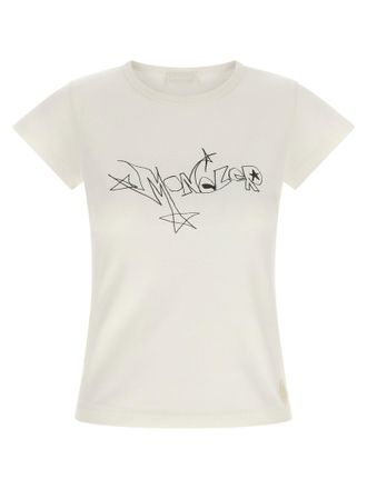 Moncler Graphic Logo Print T-Shirt - Cream