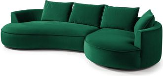 Studio Copenhagen home24 Bigsofa Gr&uuml;n Samt Shyla 322 x 82 x 154cm Ausrichtung rechts Modern