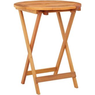 vidaXL Vidaxl - Table de jardin pliable &Oslash;60x75 cm en bois deucalyptus massif - R&eacute;sistante aux intemp&eacute;ries - Trou de parasol int&eacute;gr&eacute; - &Eacute;conomie despace