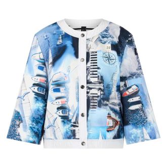 Marc Cain Femme, Vestes, Bleu, Taille: 44 FR Jacke mit Print