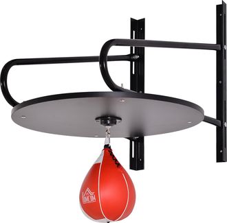 HOMCOM Punchingball Geschwindigkeitsbirne Boxen mit Halterung Drehteller + Holzpumpe H&ouml;he verstellbar Stahl Kunststoffbeschichtung Rot Schwarz