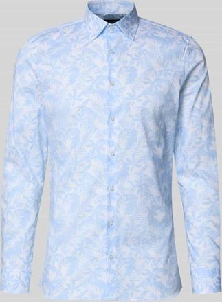 Olymp No. 6 Super Slim Fit Business-Hemd im Allover-Look mit Kentkragen