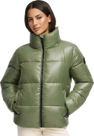 Marikoo Damen Winterjacke (S-3XL) - gesteppt, hochschlie&szlig;ender Kragen, leicht - N071 - OliveLeaf Gr&ouml;&szlig;e M - Gr.M