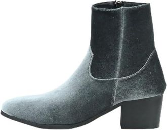 Generic Bottes Chelsea À Talons Hauts Et Fermeture Éclair Latérale pour Hommes, Bout Pointu, Talons Épais, Bottines Habillées pour Les Affaires, Les Fêtes Et 