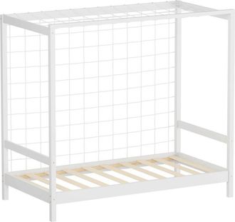 ML Design Ml-design - Lit dEnfant But de Foot, 80x160 cm, Blanc, en Bois de Pin, avec Sommier &agrave; Lattes & Cage de Football, Mat&eacute;riel de Montage Inclus, Cadre