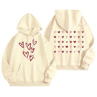 Generic Sweat &agrave; capuche imprim&eacute; tendance pour la Saint-Valentin 2026, beige, XXL