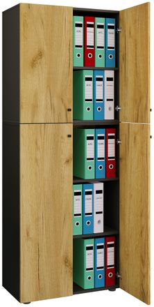 VCM Büroschrank mit 5 Fächern | moderner Aktenschrank mit Drehtüren | Maße ca. B. 70 x H. 184 x T. 40 cm - Lona 5-Fach