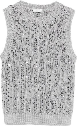 PESERICO pull orn&eacute; de sequins - Gris