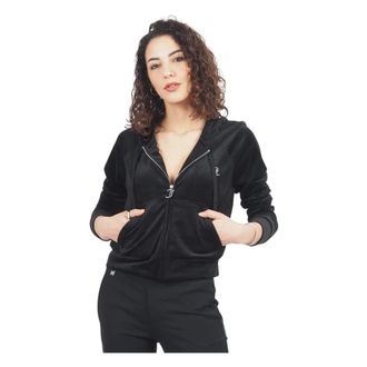 Juicy Couture Schwarzer Kapuzenoverall mit Rei&szlig;verschluss - - Sweatshirts & Hoodies - Damen - Schwarzk - S