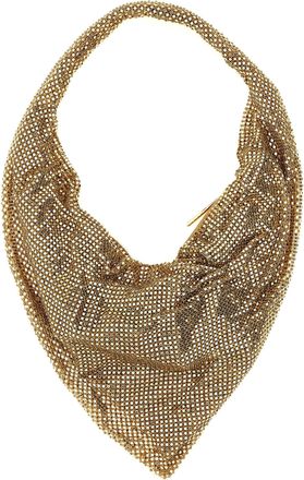 Benedetta Bruzziches Metal Mesh Crystal Shoulder Bag - Gold