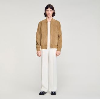 Sandro Blouson en cro&ucirc;te de cuir zipp&eacute;