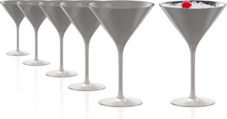 Stölzle Elements Cocktailgläser Silber 6er-Set 240 ml - Stilvolle Cocktail Gläser ideal für Martini & Manhattan - Silberfarbene Martinigläser aus Kristallglas