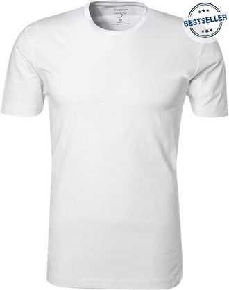 Olymp Herren T-Shirt weiß Baumwoll-Stretch