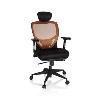 hjh OFFICE Profi Bürostuhl Venus Base Stoff/Netz Ergonomischer Drehstuhl, Rückenlehne verstellbar, Sitztiefenverstellung, Orange/Schwarz 657120