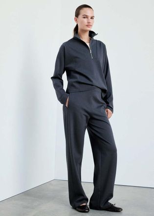 Mango Pantalon droit maille fine bleu - Femme - XXS - MANGO