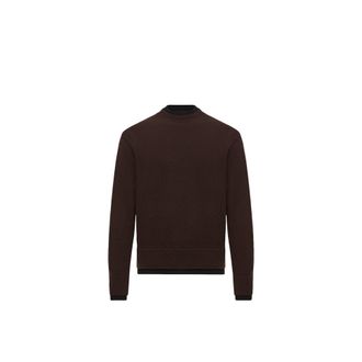 Moncler Moncler Leather Logo Wool & Cashmere Blend Jumper, Men, Brown, Size: 3xl