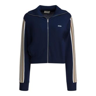 Autry Viskose Sweatshirt mit Frontrei&szlig;verschluss - - Sweatshirts & Hoodies - Damen - Blau - XS