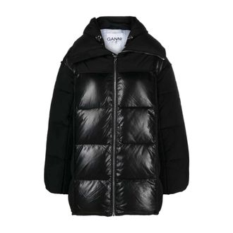 Ganni Gef&uuml;tterte Jacke mit Kapuze - - Jackets - Damen - Schwarzk - 2XS/XS